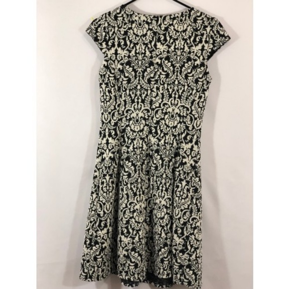 AB Studio | Dresses | Ab Studio Women Black Dress Printed Fit And Flare ...